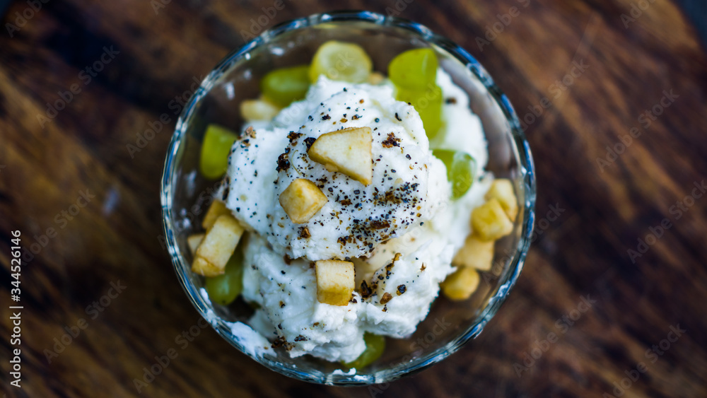 Indian Dried fruit Shrikhand. Shrikhand is an Indian sweet dish made of ...