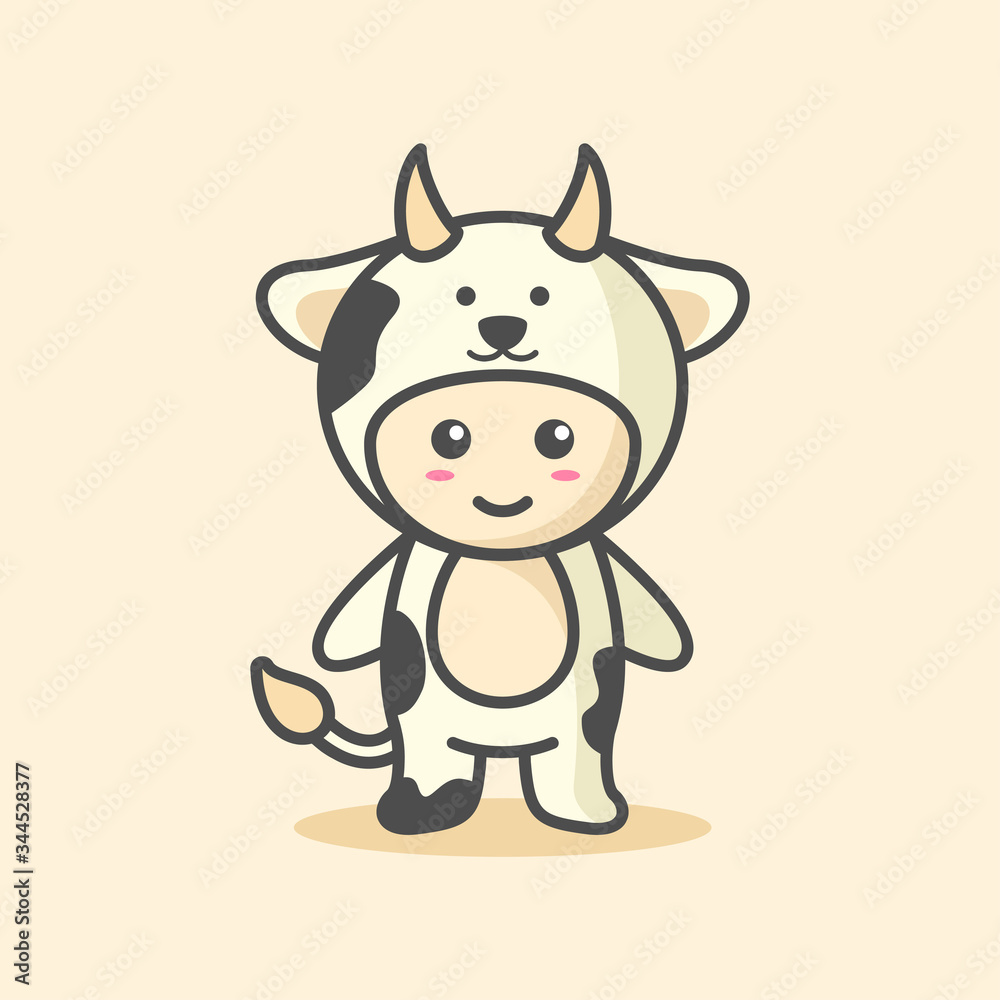 Cute cow costume character vector illustration Stock Vector | Adobe Stock