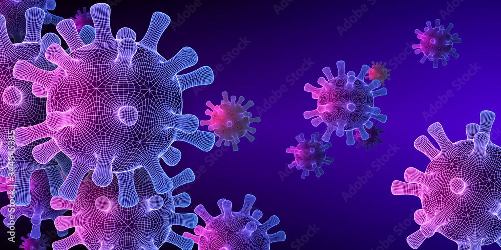 Coronavirus COVID-19 medical background with technology styled ...