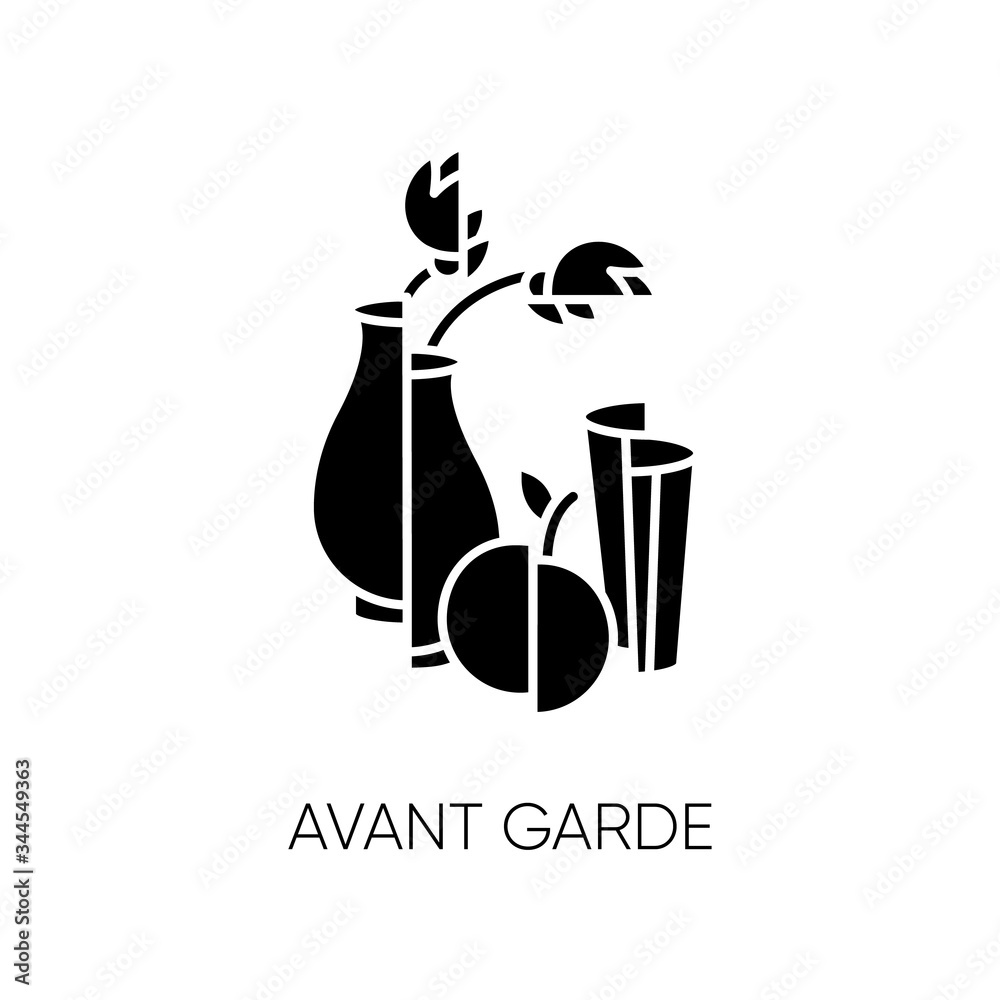 Avant garde black glyph icon. French cultural movement. Visual art ...