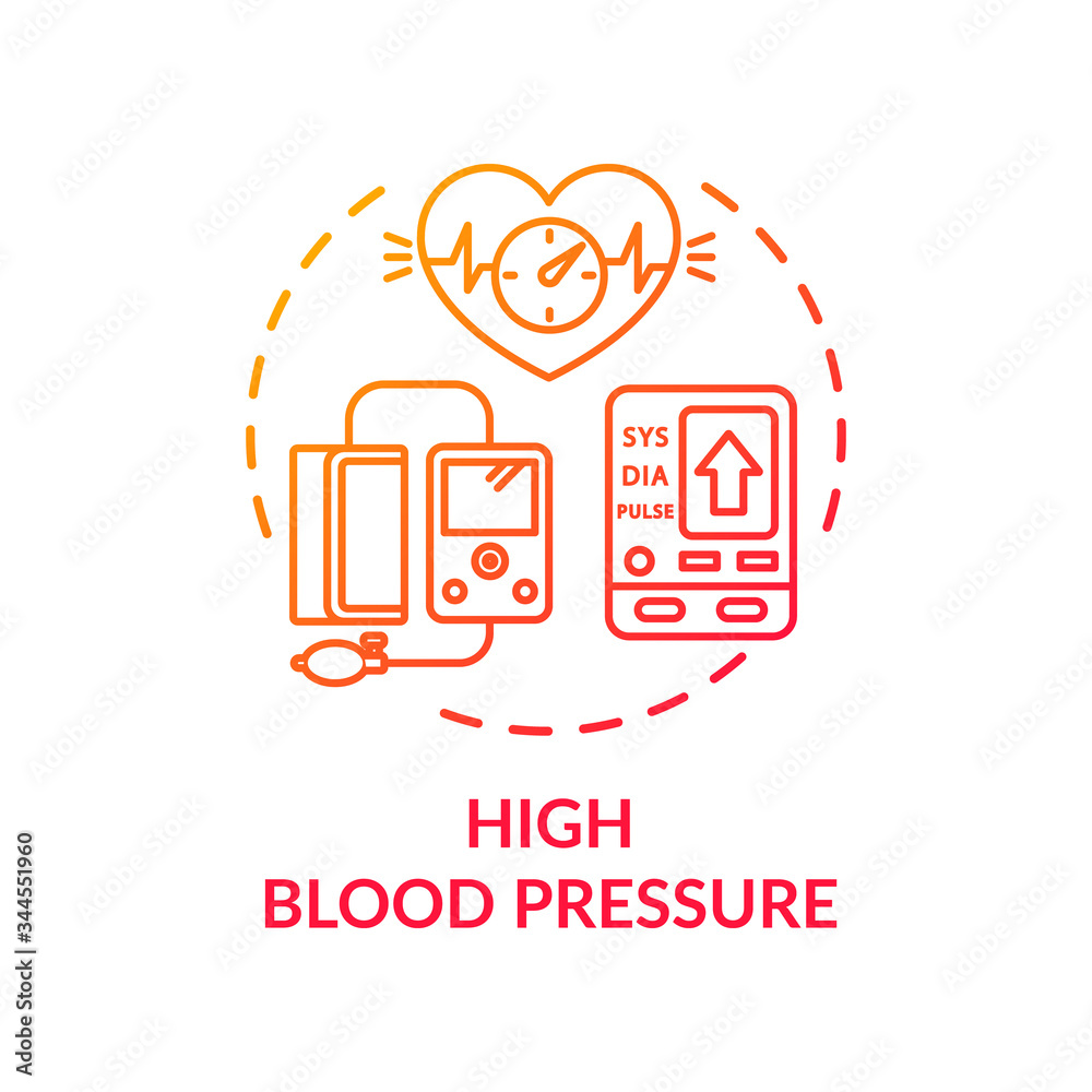 High blood pressure concept icon. Cardiovascular system, hypertension ...