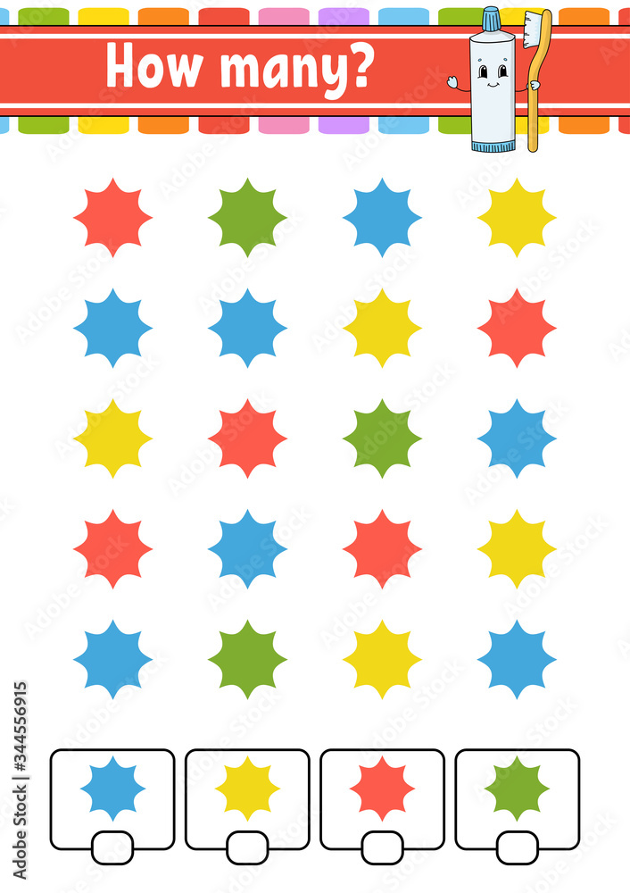 Counting game for children. Happy characters. Learning mathematics. How ...