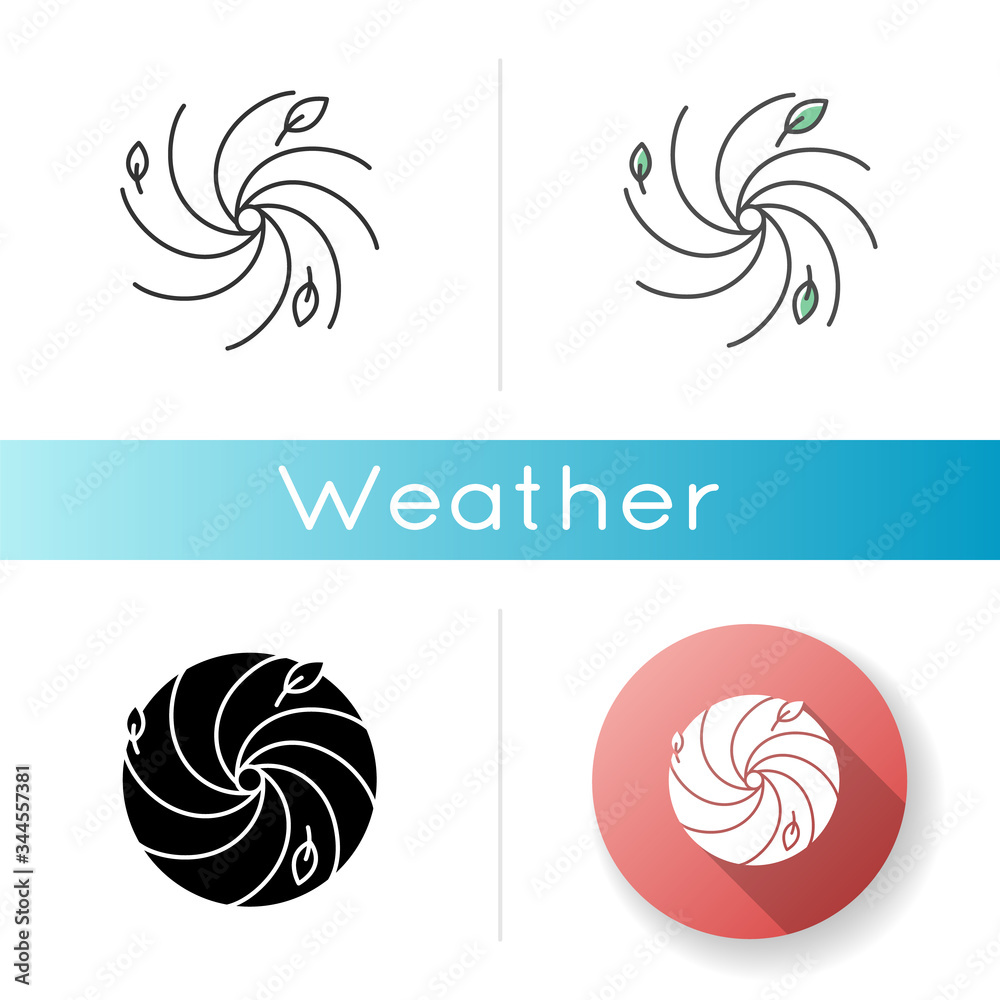 Hurricane icon. Linear black and RGB color styles. Bad meteorological ...