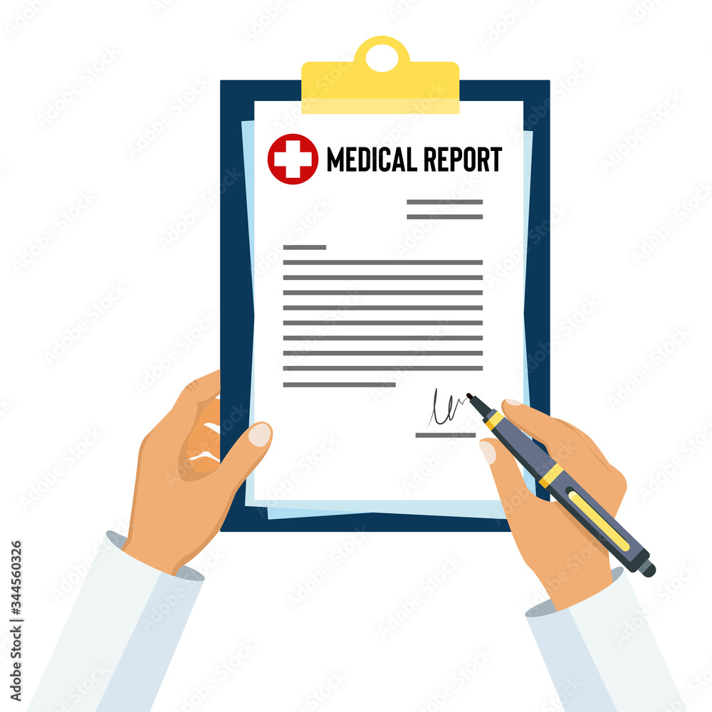 Doctor preparing medical report, isolated on white background Stock ...