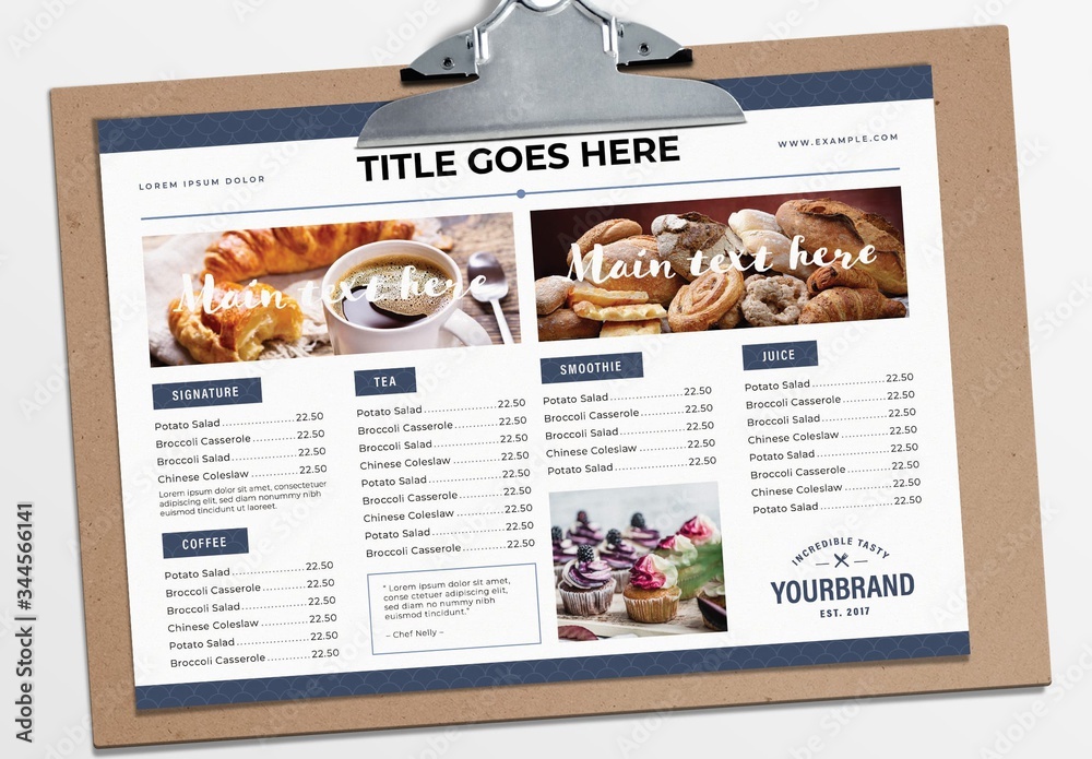 Landscape Menu Layout for Restaurants and Cafes Stock Template | Adobe ...