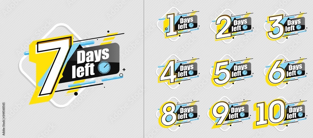 Countdown day. Sale countdown label set with limited time badge ...