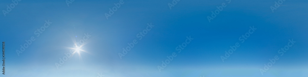 Sky 360 with clouds and sun. Image with 3D spherical panorama with 360 ...
