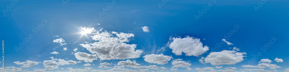 Foto de Sky 360 with clouds and sun. Image with 3D spherical panorama ...