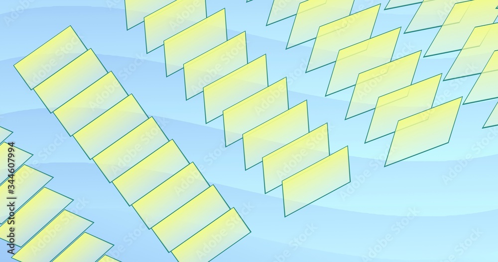 Moving rectangular shapes. Pastel shades, blue and yellow colors. Blue ...