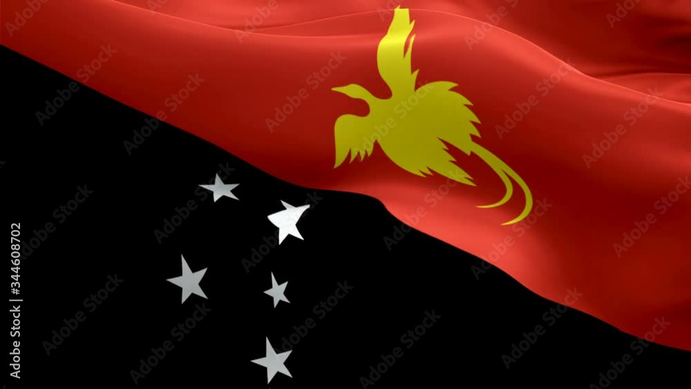 Papua flag Closeup 1080p Full HD 1920X1080 footage video waving in wind ...