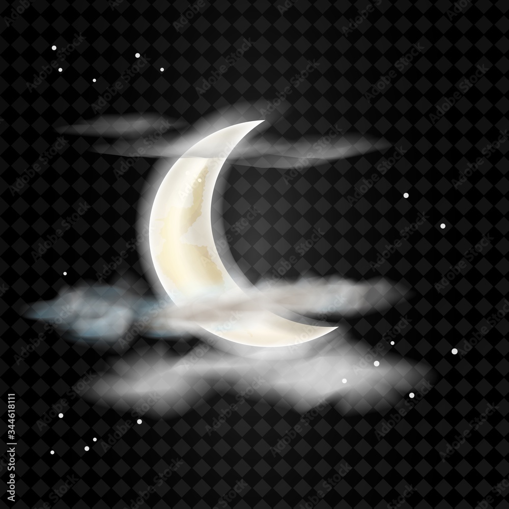 Realistic detailed moon with clouds isolated on transparent background ...