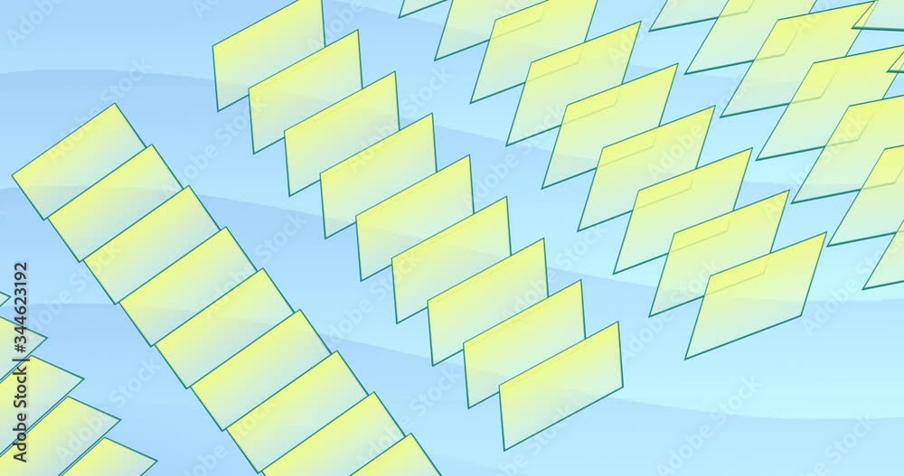 Moving rectangular shapes. Pastel shades, blue and yellow colors. Blue ...