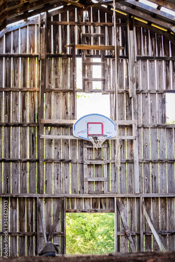 basketball goal in barn loft Stock Photo | Adobe Stock