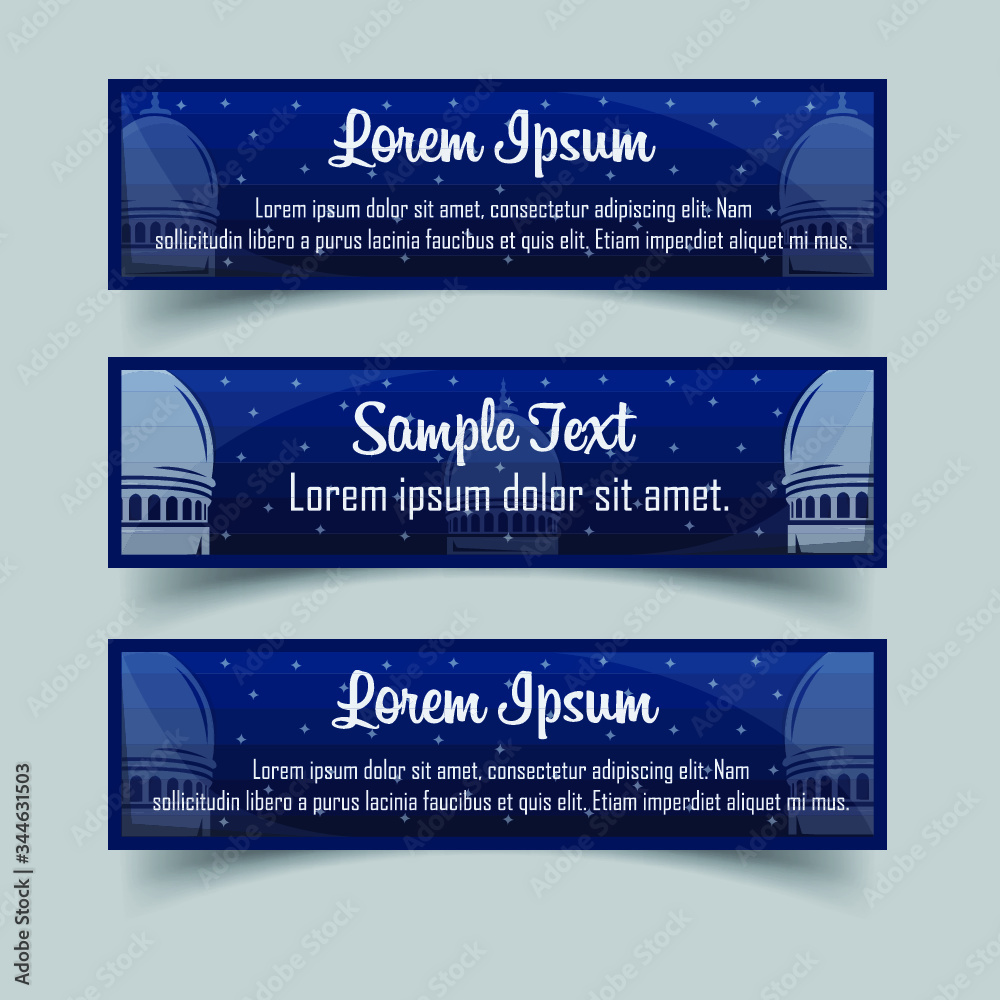 Set of banners template Islamic design, with dummy text Stock Vector ...