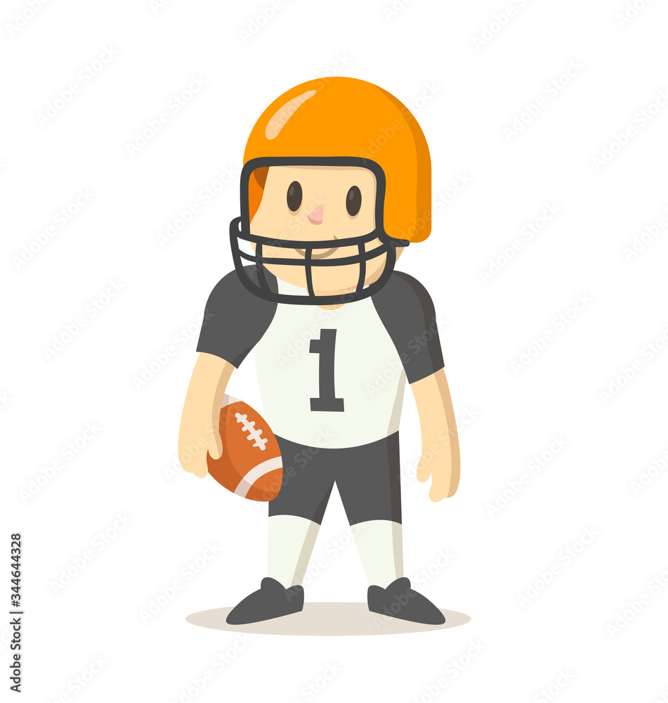American football player in uniform, cartoon character. Colorful flat ...