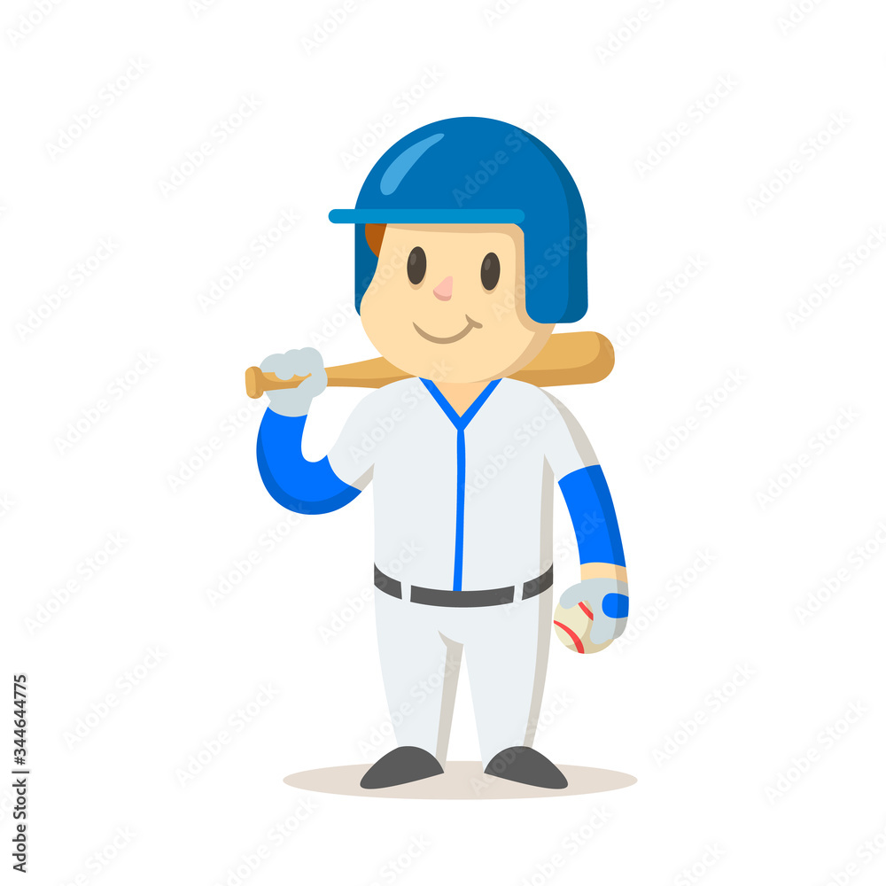 Young baseball player character. Sport and fitness. Colorful cartoon ...