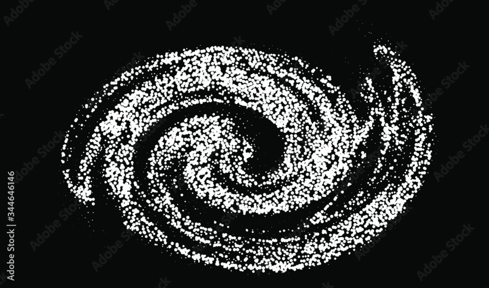 Swirl and spiral made of dots and particles. Graphic vector ...