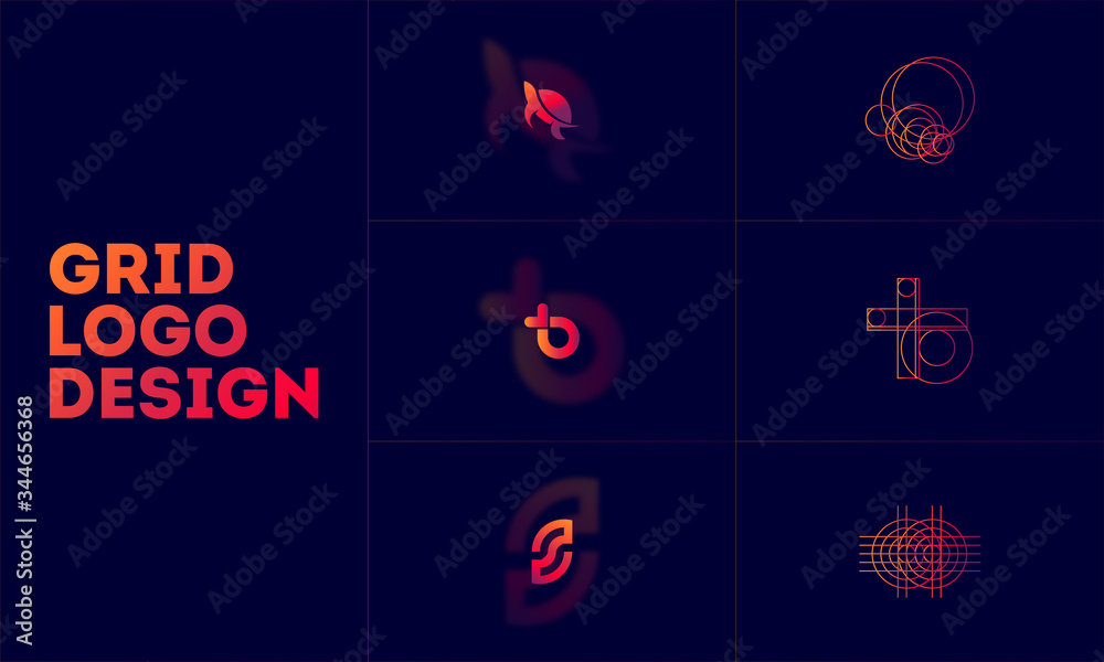 Grid Logo design use also the golden ratio Stock Vector | Adobe Stock