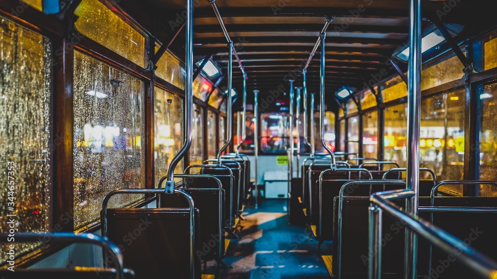 Interior Of Cable Car At Night During Monsoon Stock Photo | Adobe Stock