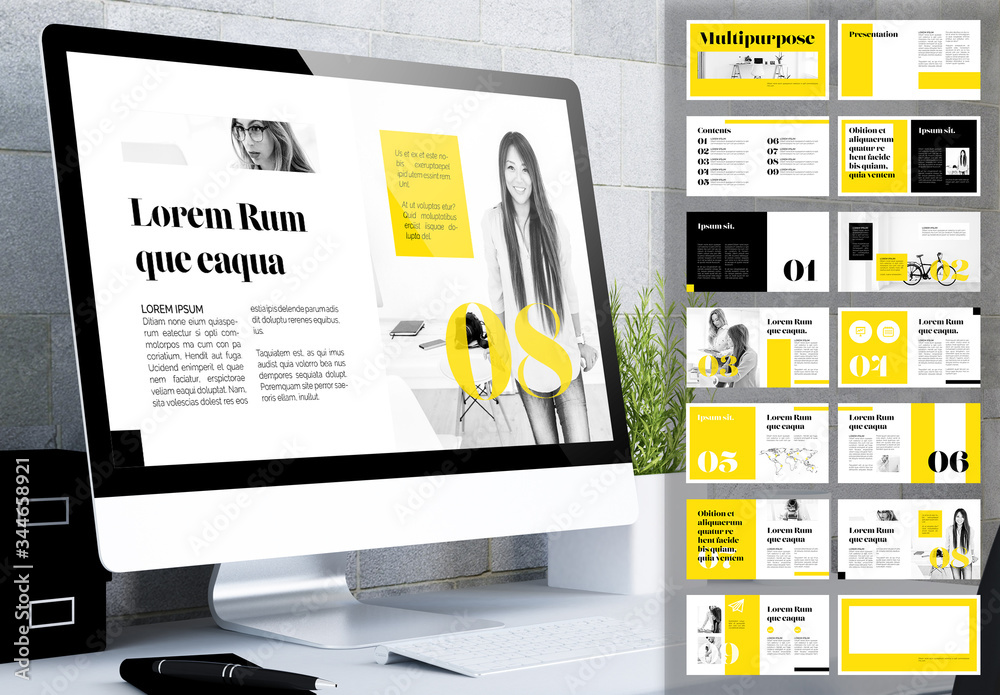 Yellow and Black Digital Magazine Layout Stock Template | Adobe Stock