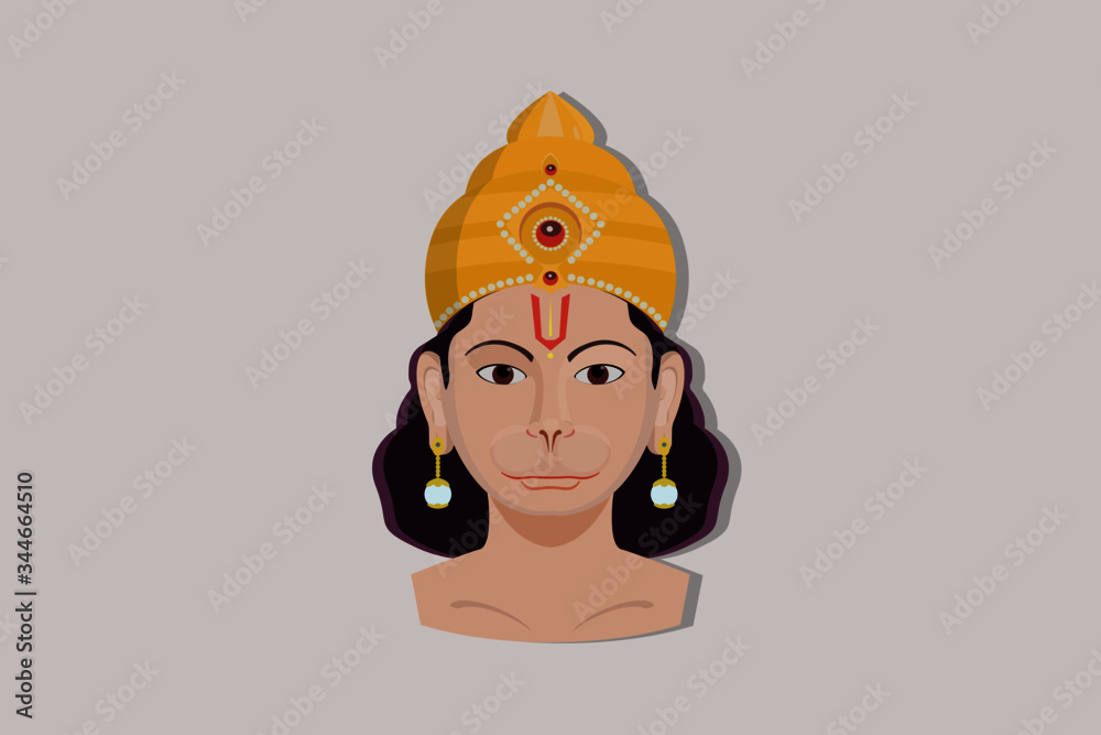 Lord hanuman face vector illustration art Stock Vector | Adobe Stock