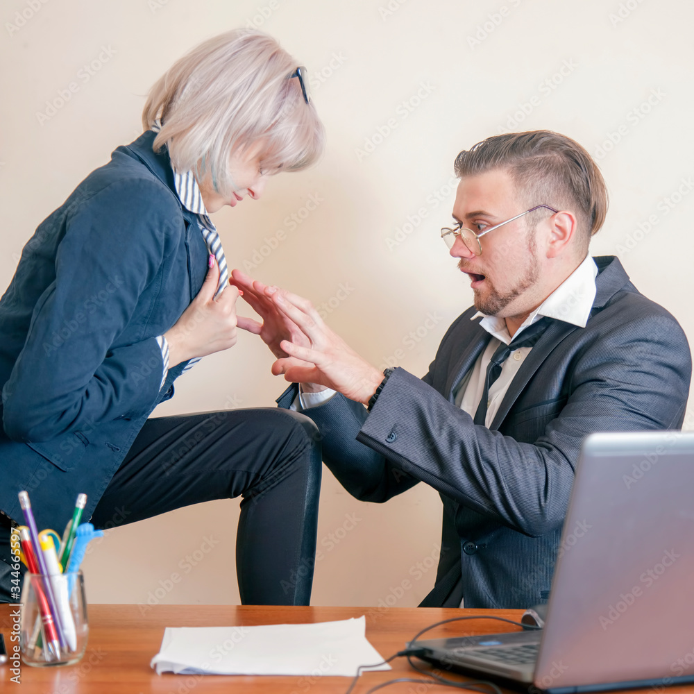 Sexual harassment at workplace and unacceptable behavior concept ...