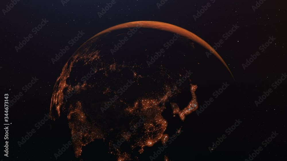 Overpopulation and Terraforming of planets. View of the Earth from ...
