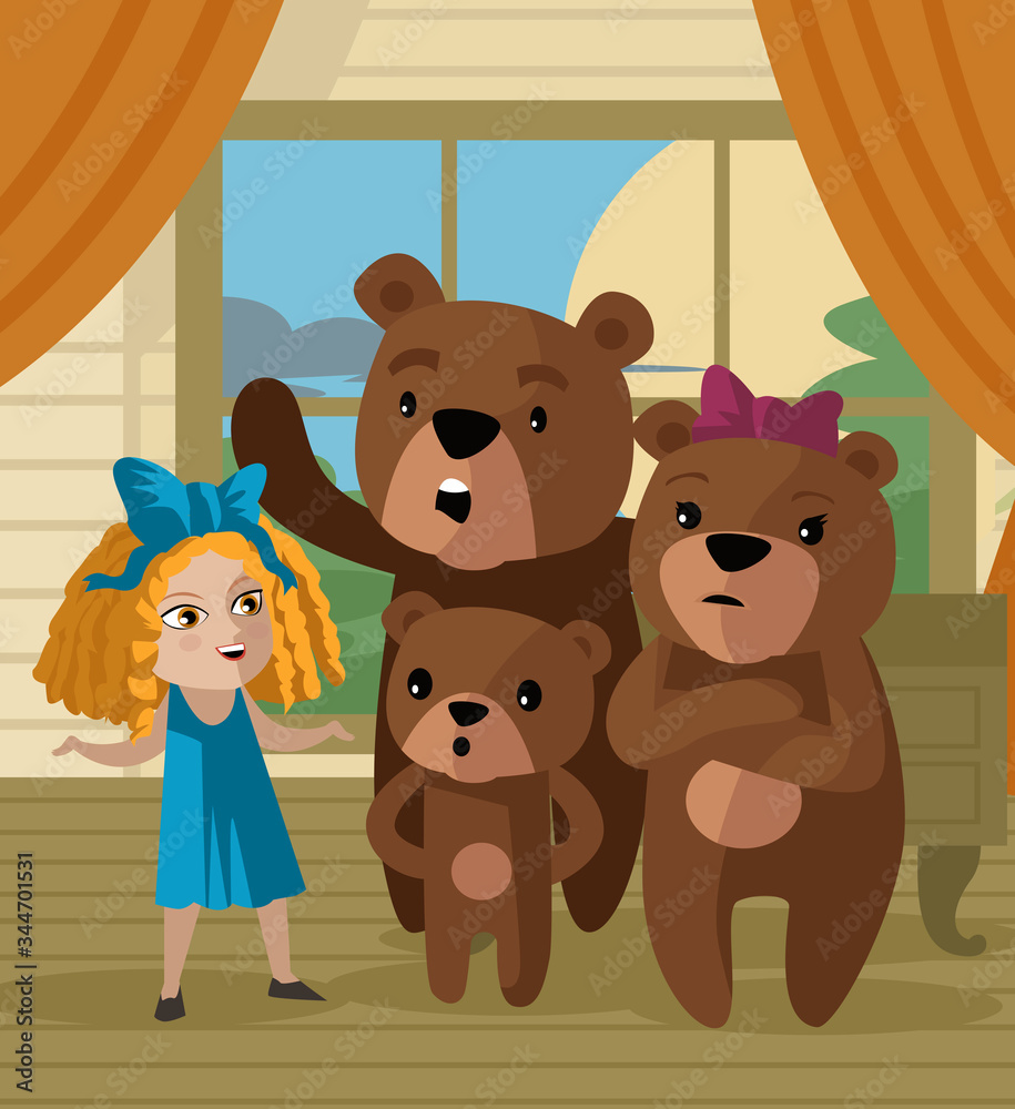 goldilocks and the three bears tale Stock Vector | Adobe Stock