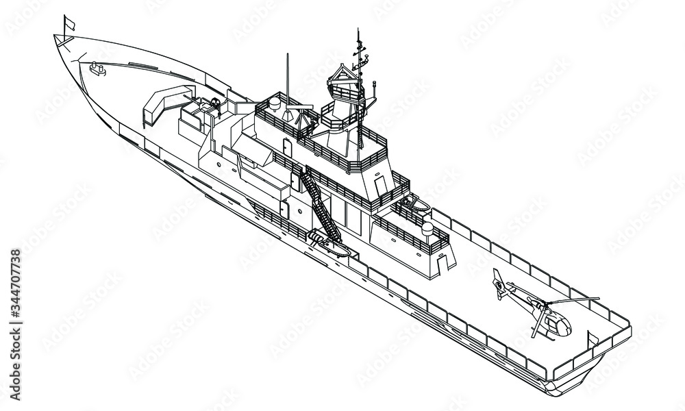 Military ship outline vector. Military vehicle template vector isolated ...