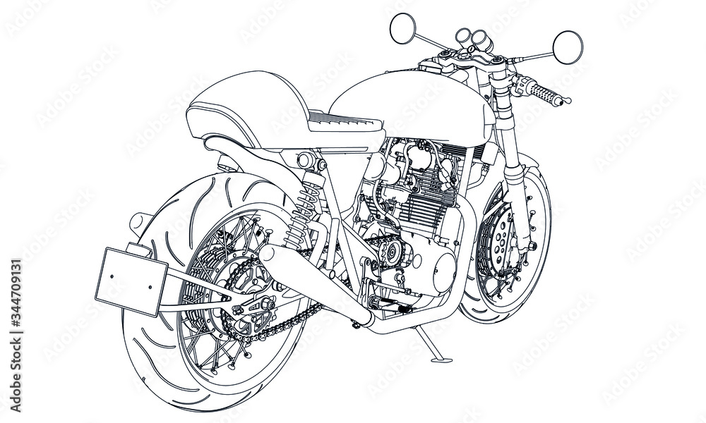 Motorcycle outline vector illustration for coloring book Stock Vector ...