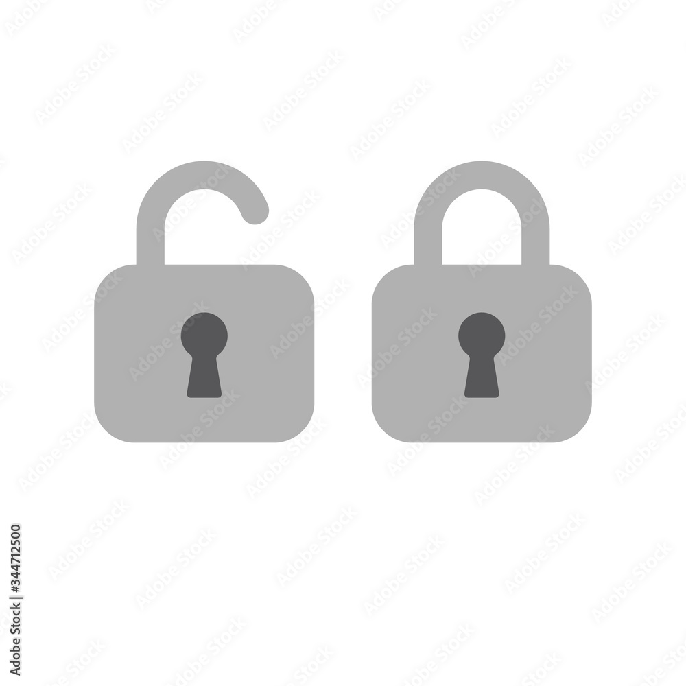 Lock open and closed icons. Symbol of securty and safety, keyhole and ...