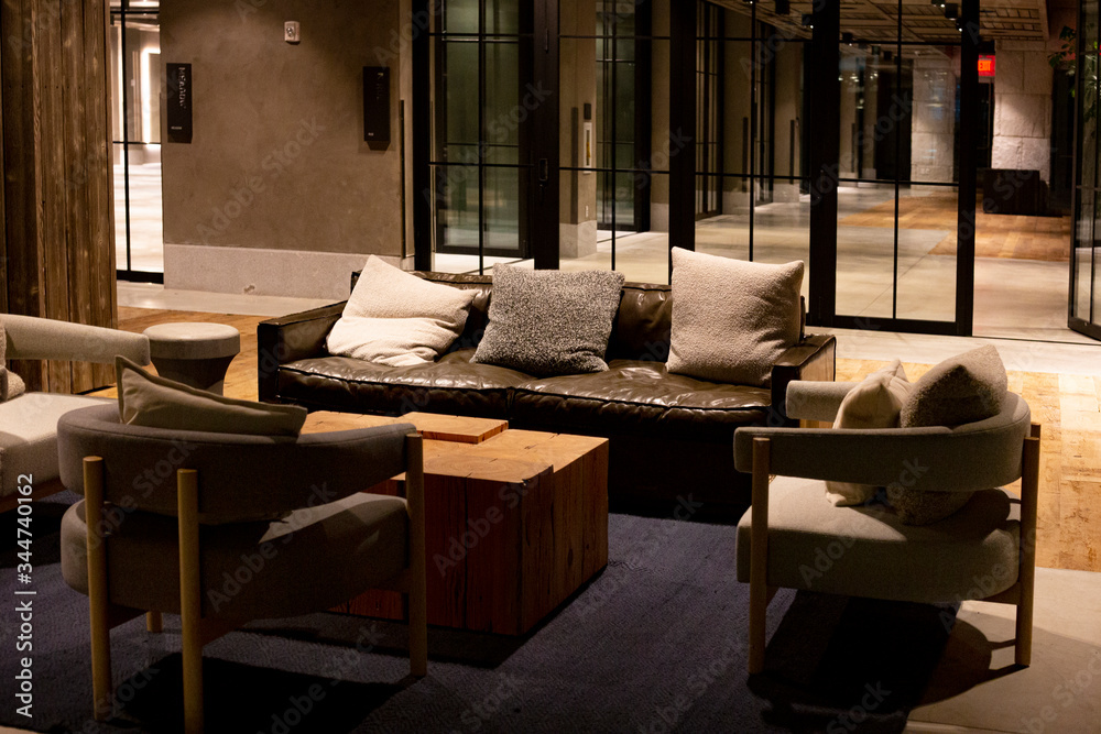 lounge salon Workplace in cafe interior luxury hotel lobby with vintage ...