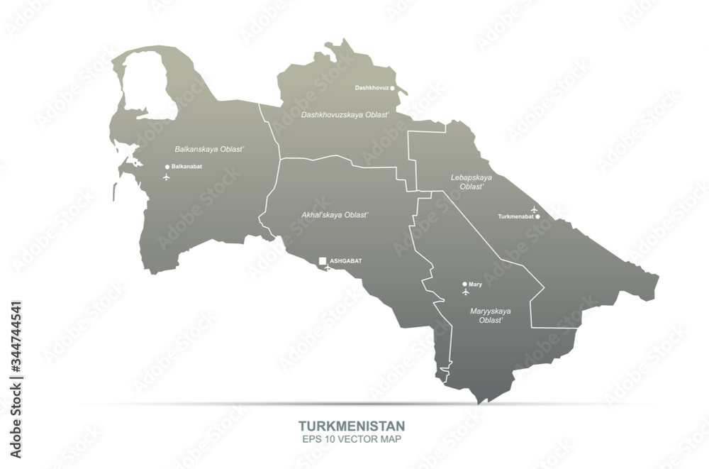 turkmenistan map. vector map of turkmenistan in central asia. Stock ...
