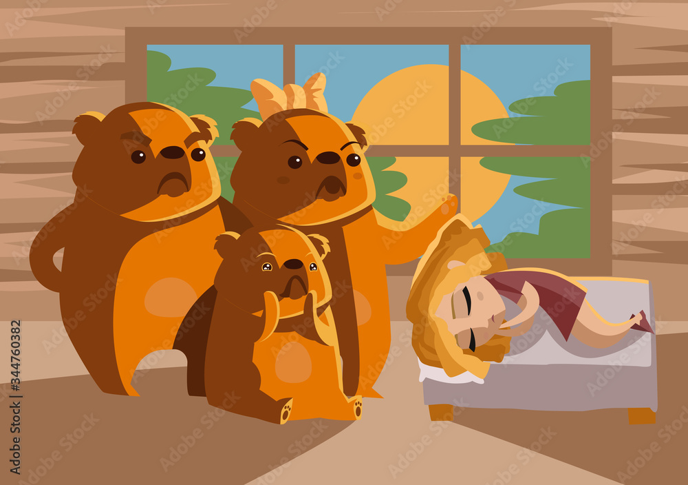 goldilocks and the three bears tale Stock Vector | Adobe Stock
