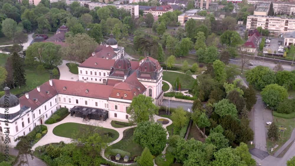 Hungary Godollo (Gödöllő). Sissi queen summer palace. Amazing aerial ...
