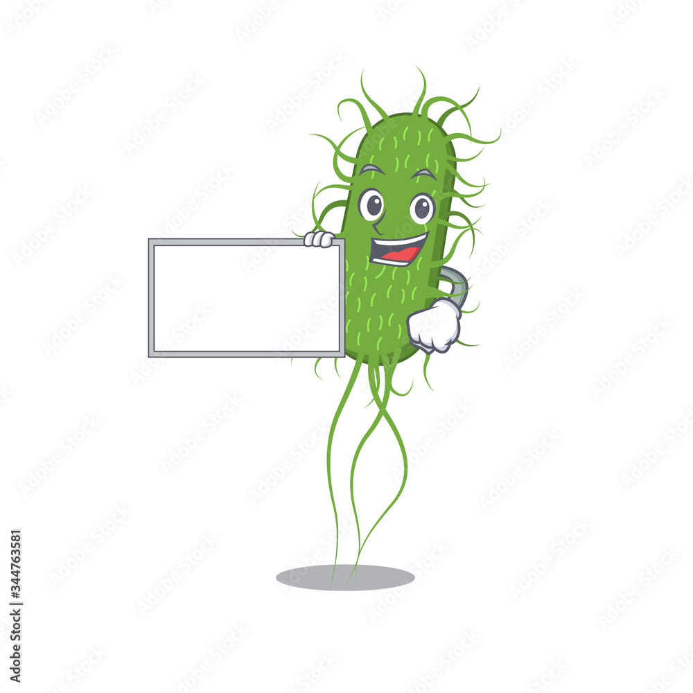 E.coli bacteria cartoon character design style with board Stock Vector ...