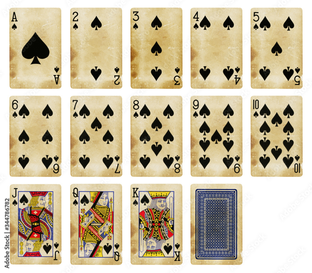 Playing cards of Spades suit, isolated on white background - High ...