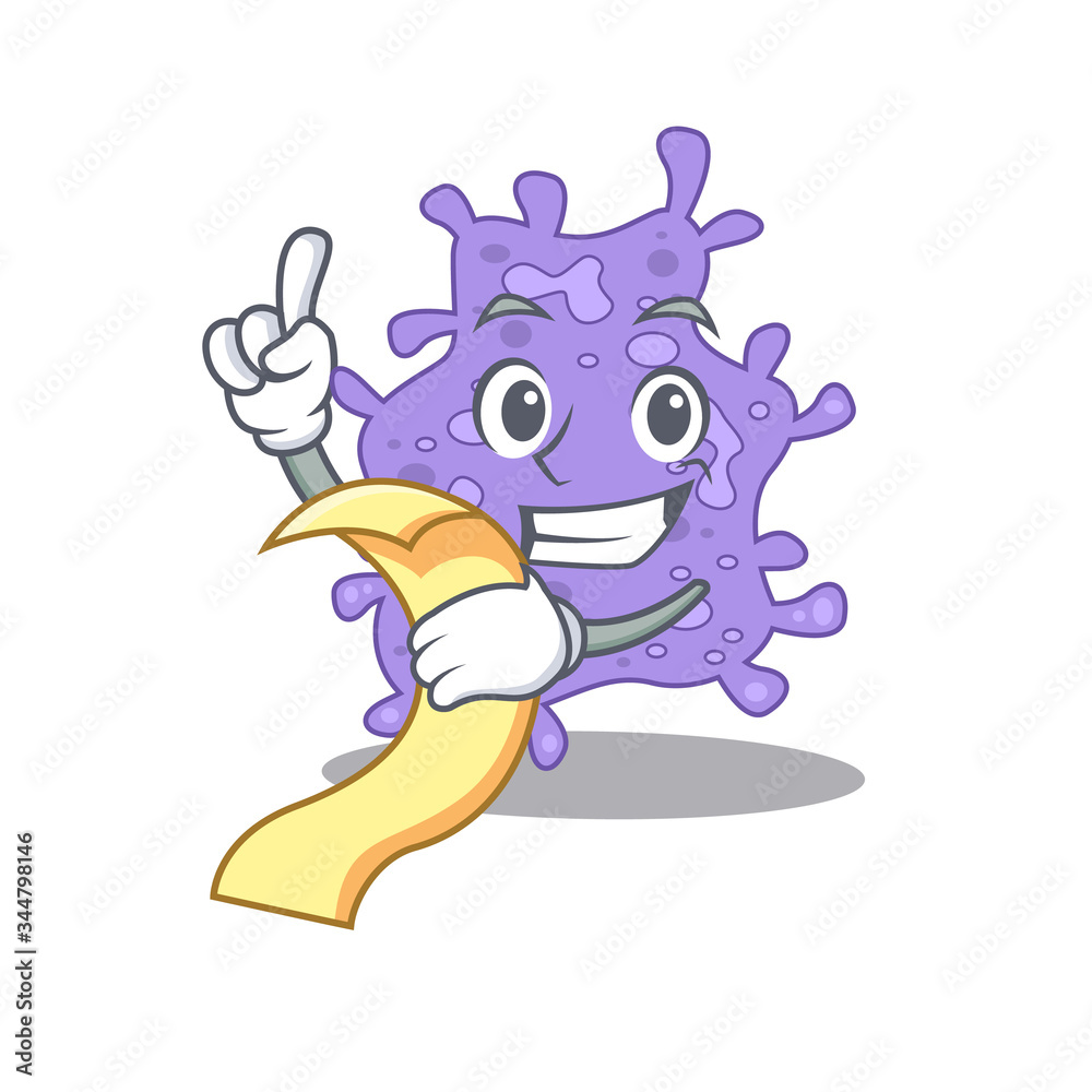 Staphylococcus aureus mascot character design with a menu on his hand ...