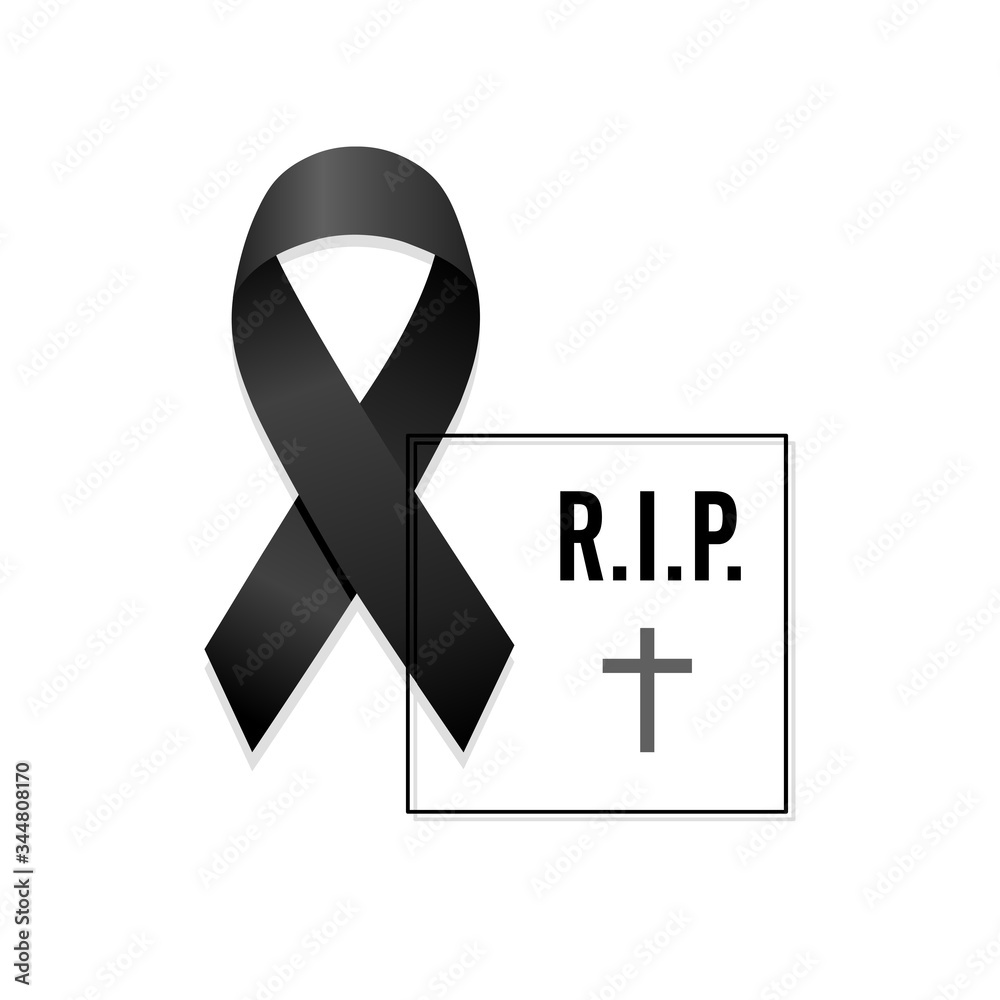 Black ribbon. Rest in Peace with frame. Vector illustration Stock ...