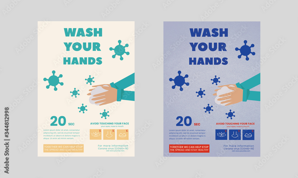 Wash Your Hand Campaign Poster / Flyer Stock Vector | Adobe Stock