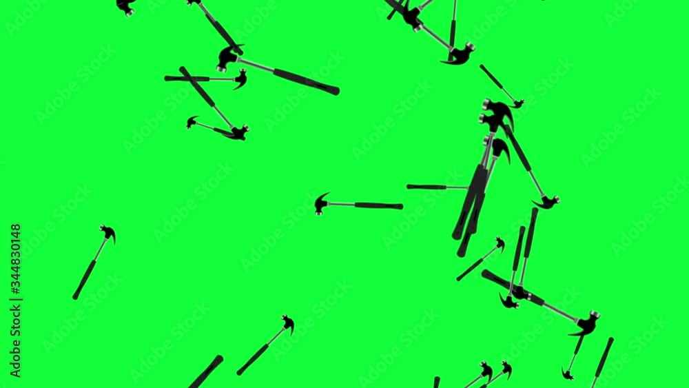 Vidéo Stock Hammer tools falling animation on green screen chroma key ...