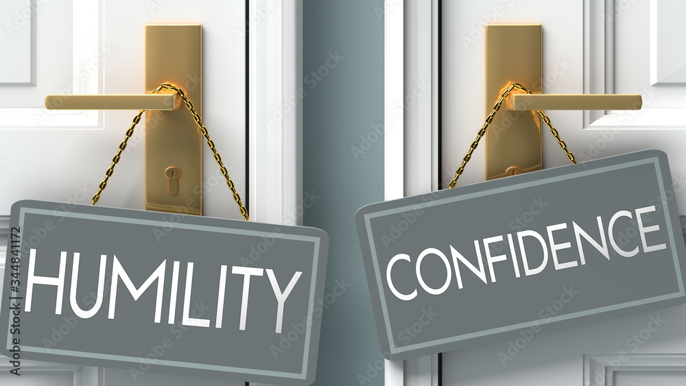 Stockillustratie confidence or humility as a choice in life - pictured ...