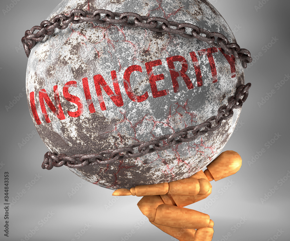 Insincerity and hardship in life - pictured by word Insincerity as a ...