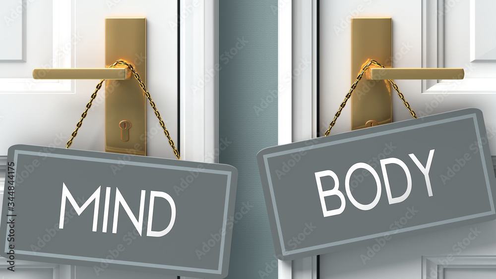 body or mind as a choice in life - pictured as words mind, body on ...