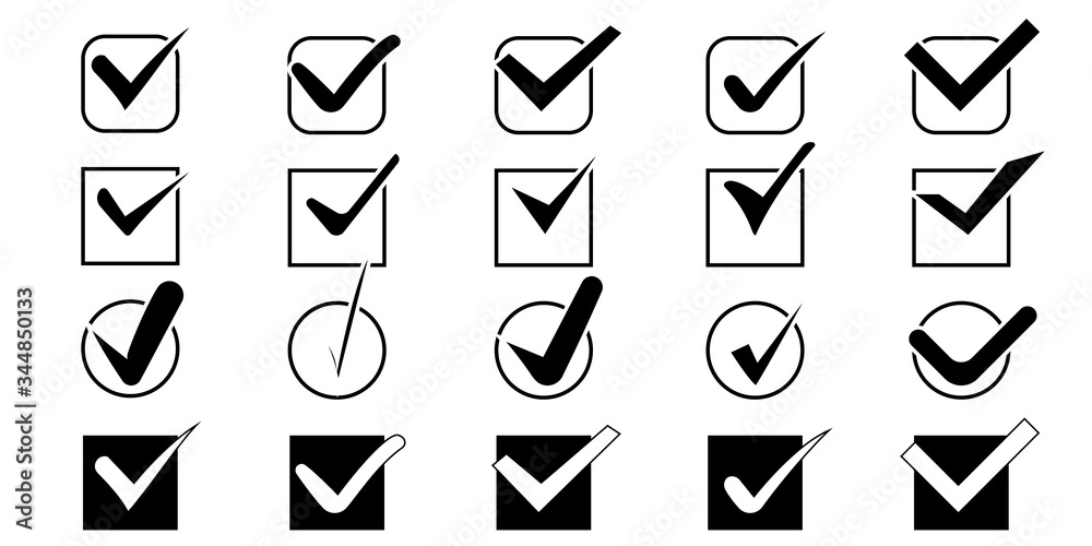 Big set of Check Marks with Crosses different shapes. Check Marks with ...