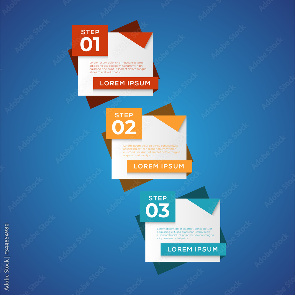 Simple infographic with 3 elements. Can be used for workflow layout ...