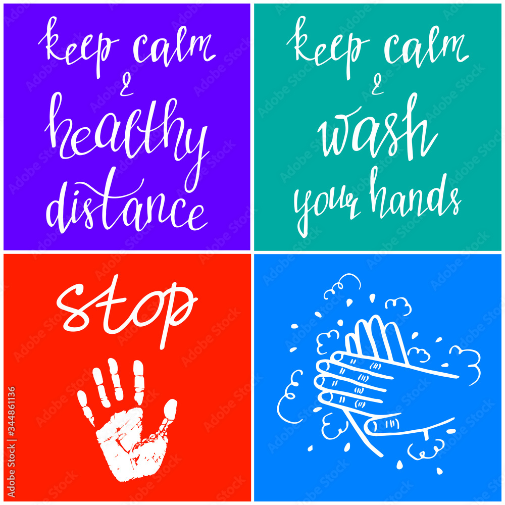 Keep healthy distance and wash your hands. Stop Covid-19. World ...