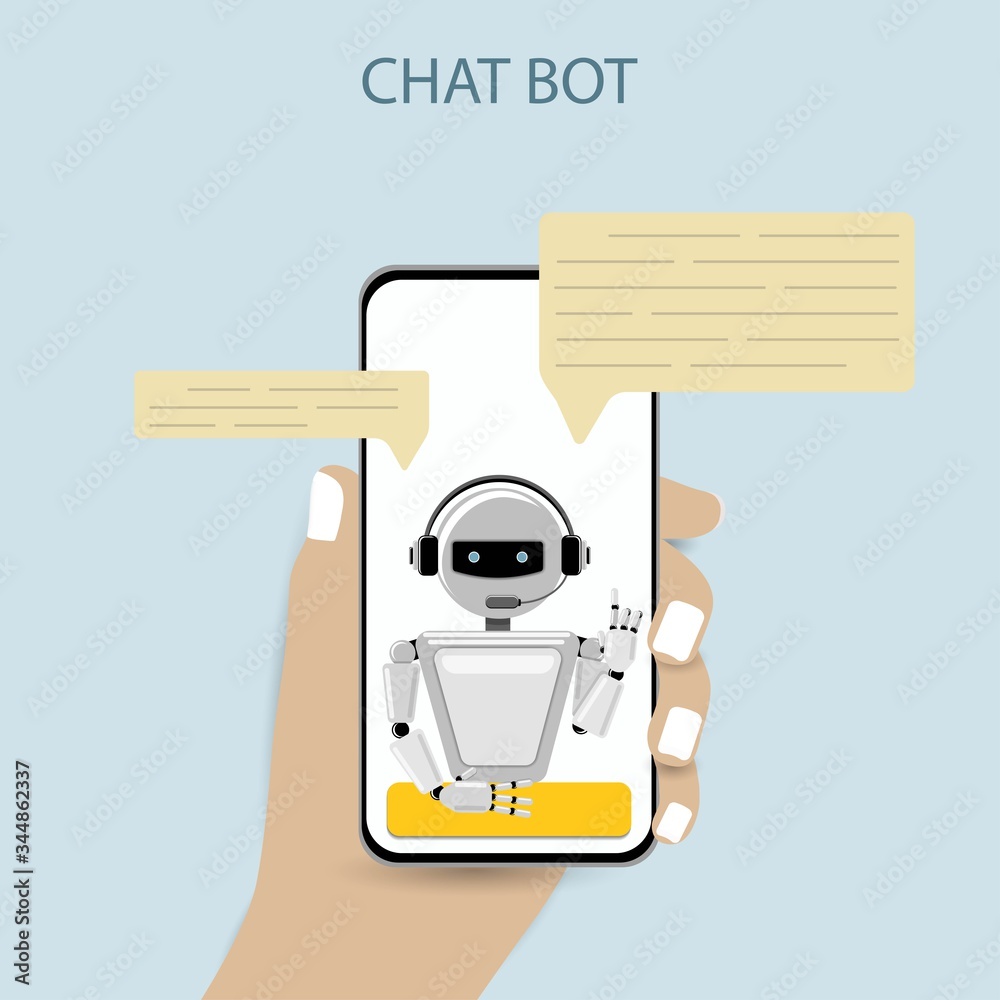 Chatbot and future marketing concept. Dialog box of mobile phone ...