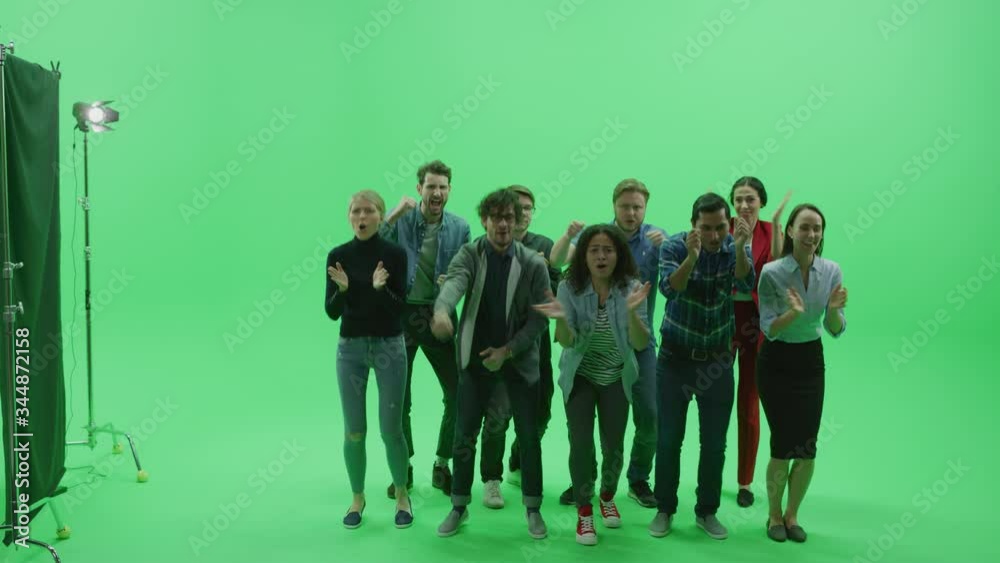 Green Screen Chroma Key Studio: Diverse Crowd of Multi-Ethnic Fans ...