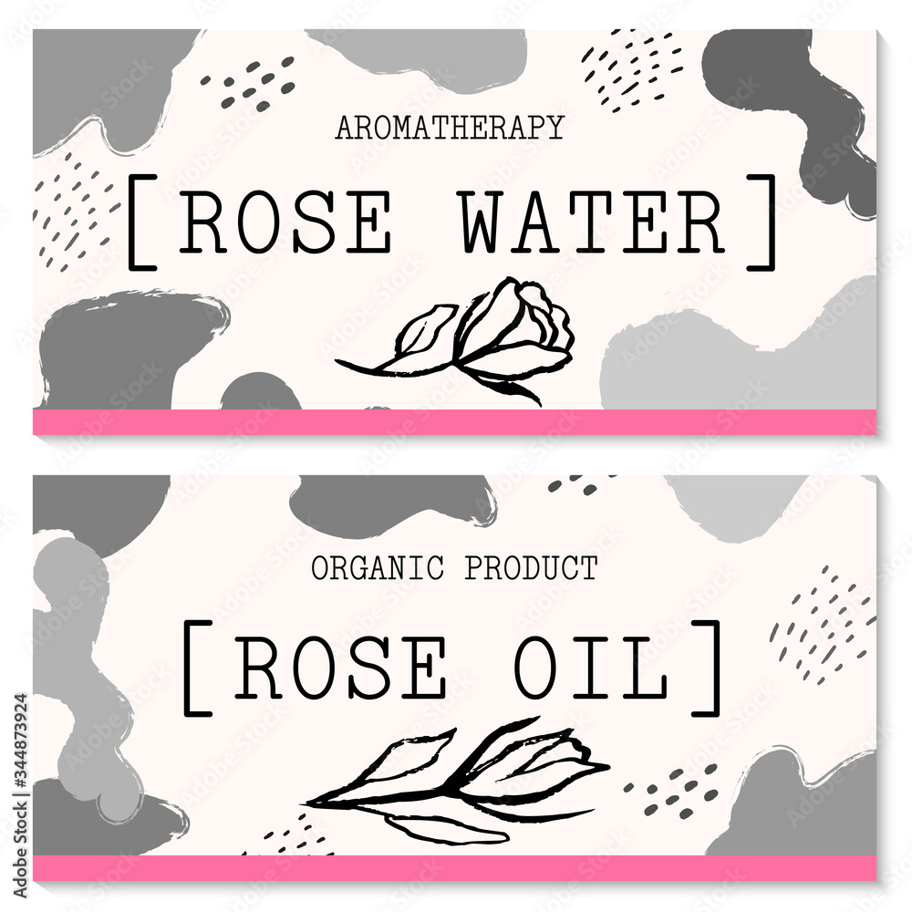 Vector packaging design and template for labels and bottles of rose ...